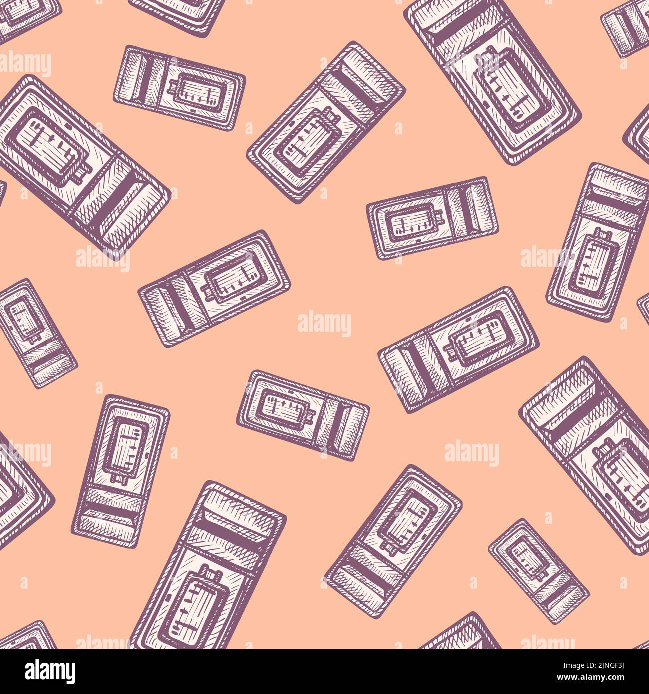 Mailbox engraved seamless pattern. Vintage letterbox in hand drawn ...