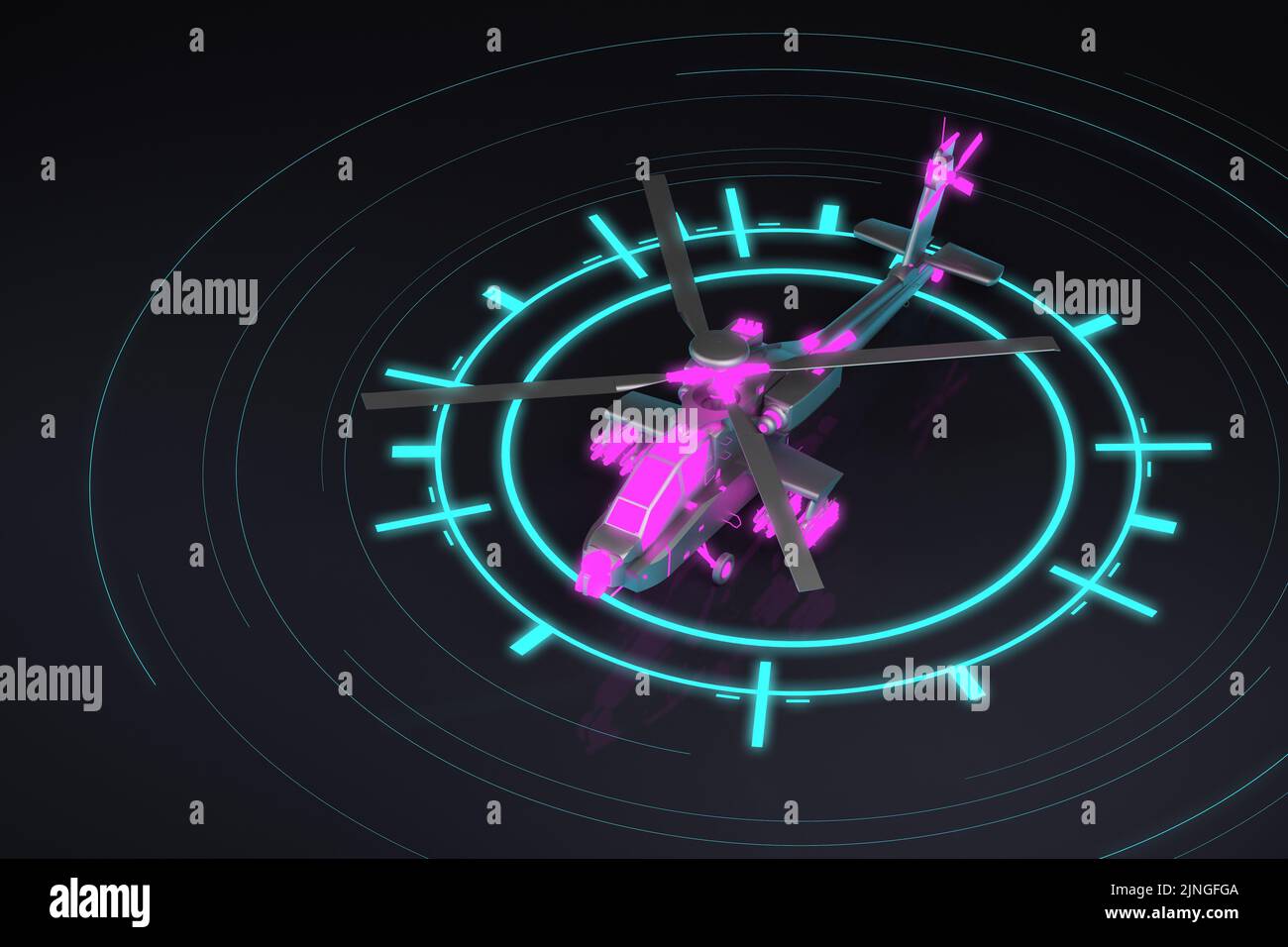 military helicopter with highlighted details. 3d rendering Stock Photo ...