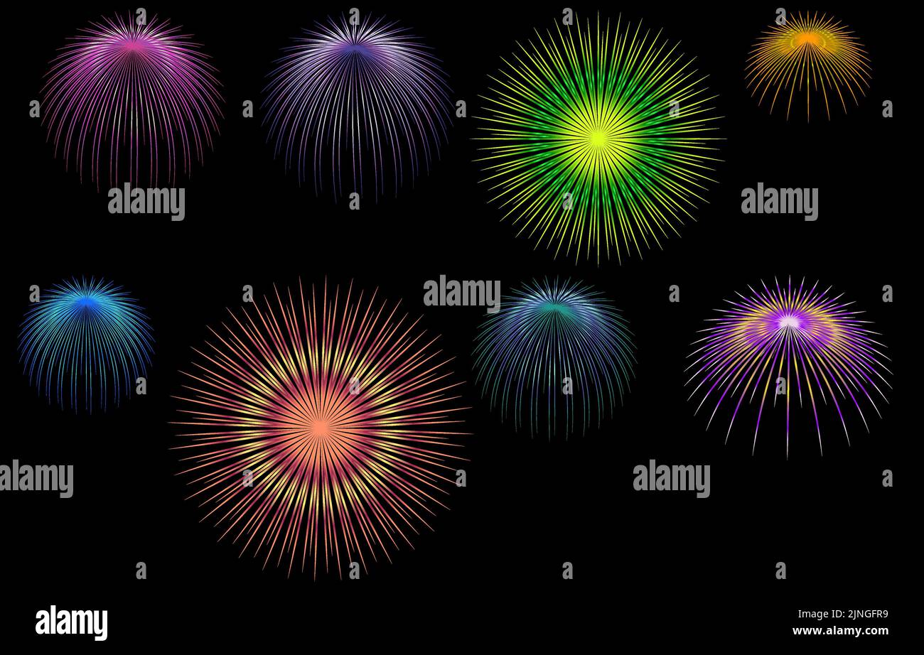 Set material, fireworks vector illustration Stock Vector Image & Art ...