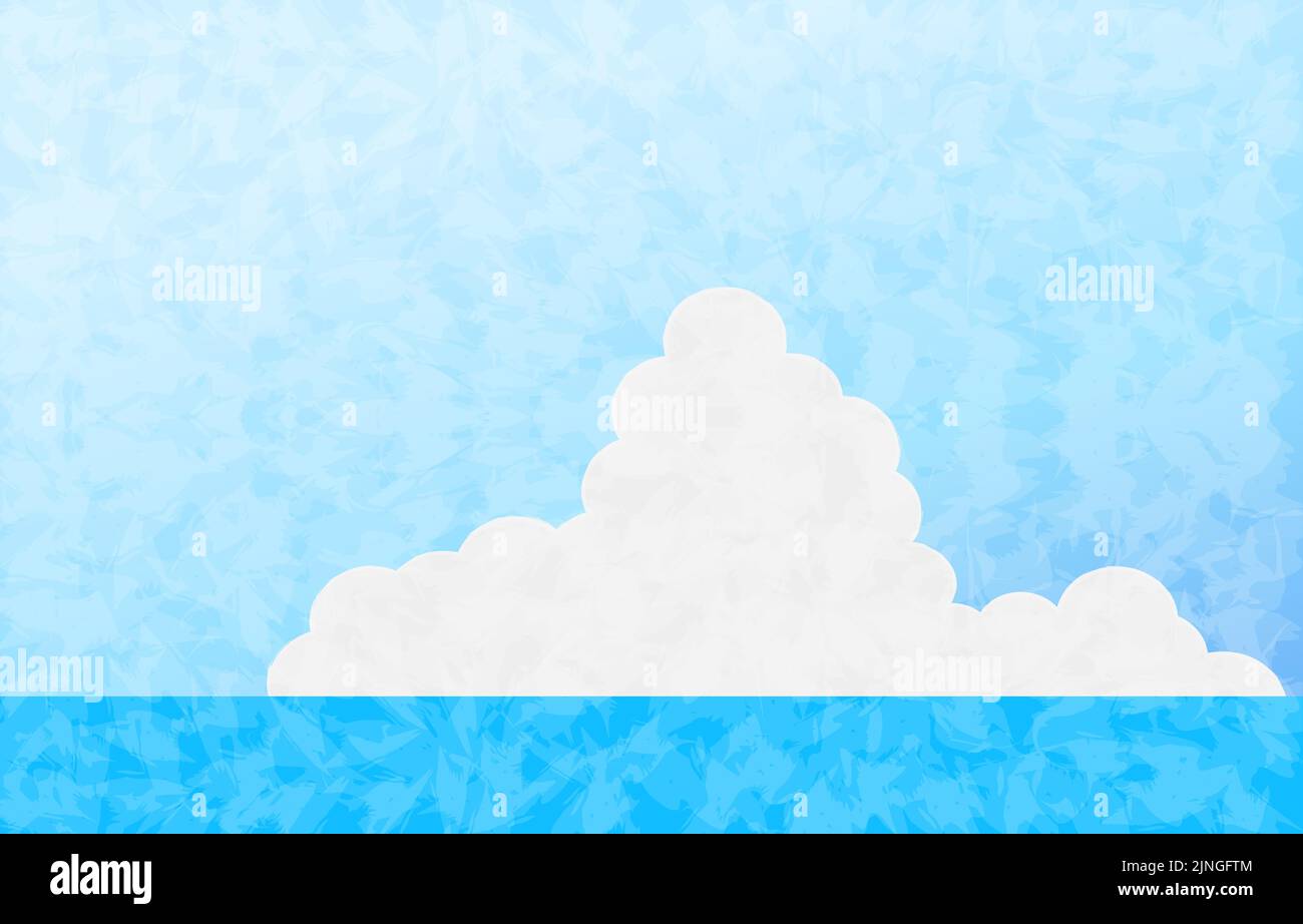 Summer sky illustration, sea and blue sky and approaching clouds Stock ...