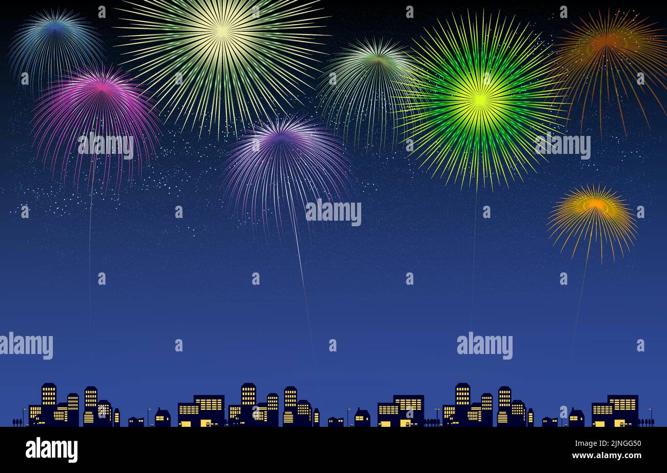 Night sky full fireworks Stock Vector Images - Alamy