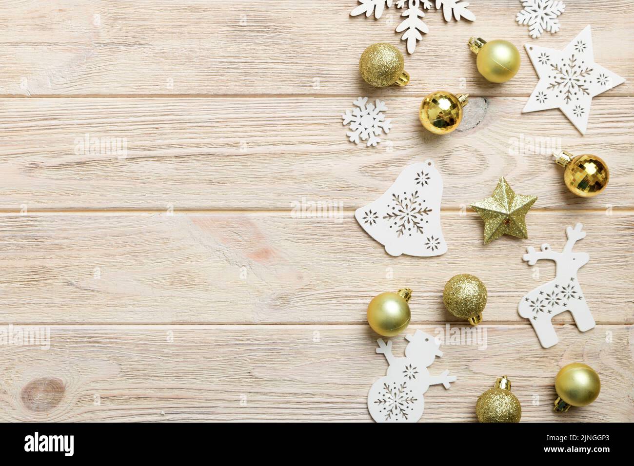 New Year composition white christmas snowflakes. Christmas decor ...