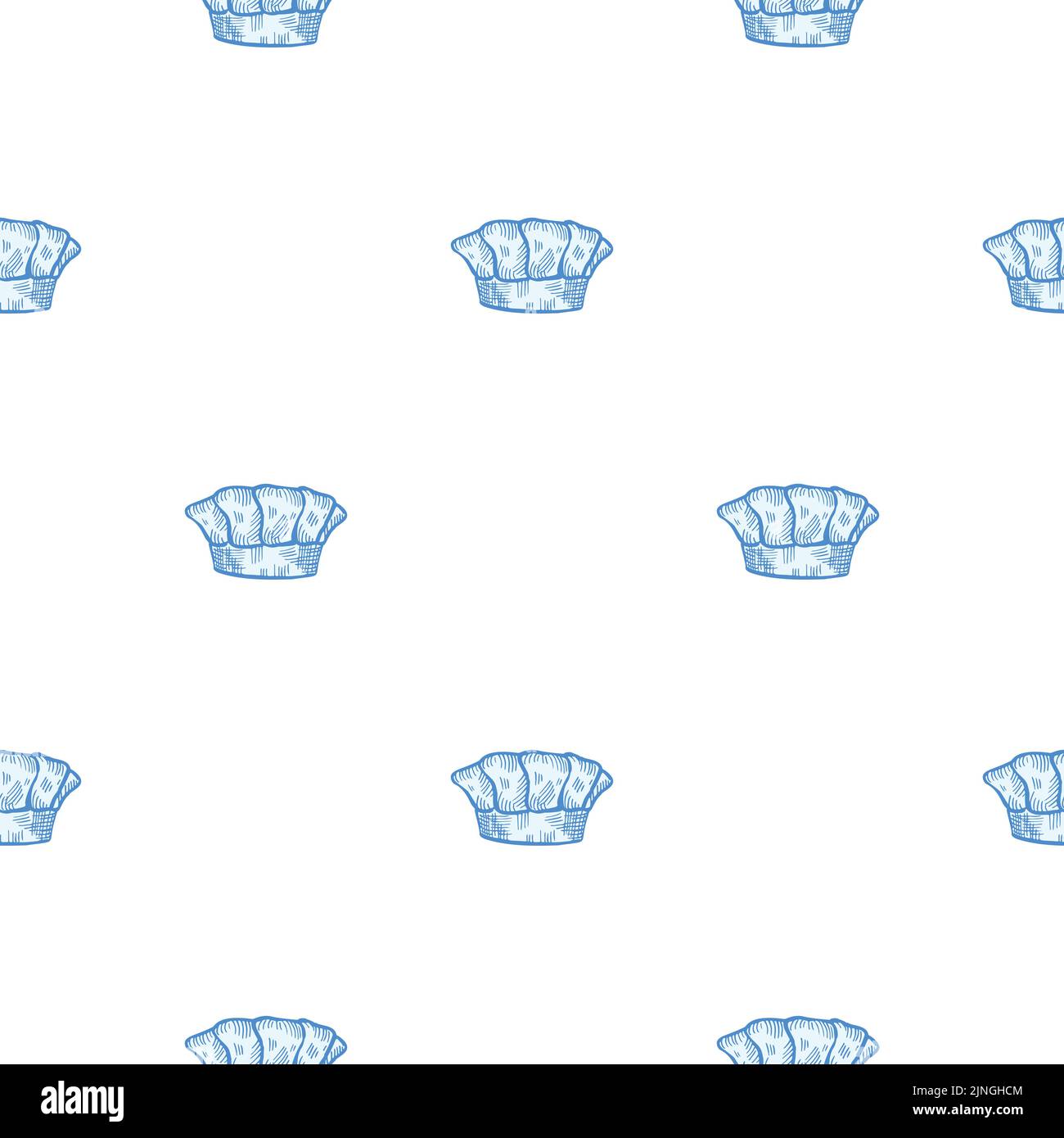 High chef hat engraved seamless pattern. Kitchen traditional element in ...