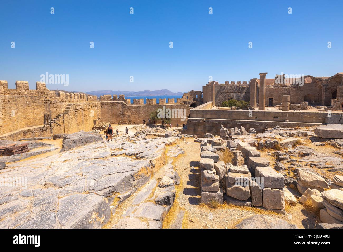The Acropolis of Lindos, historical architecture in Rhodes island ...