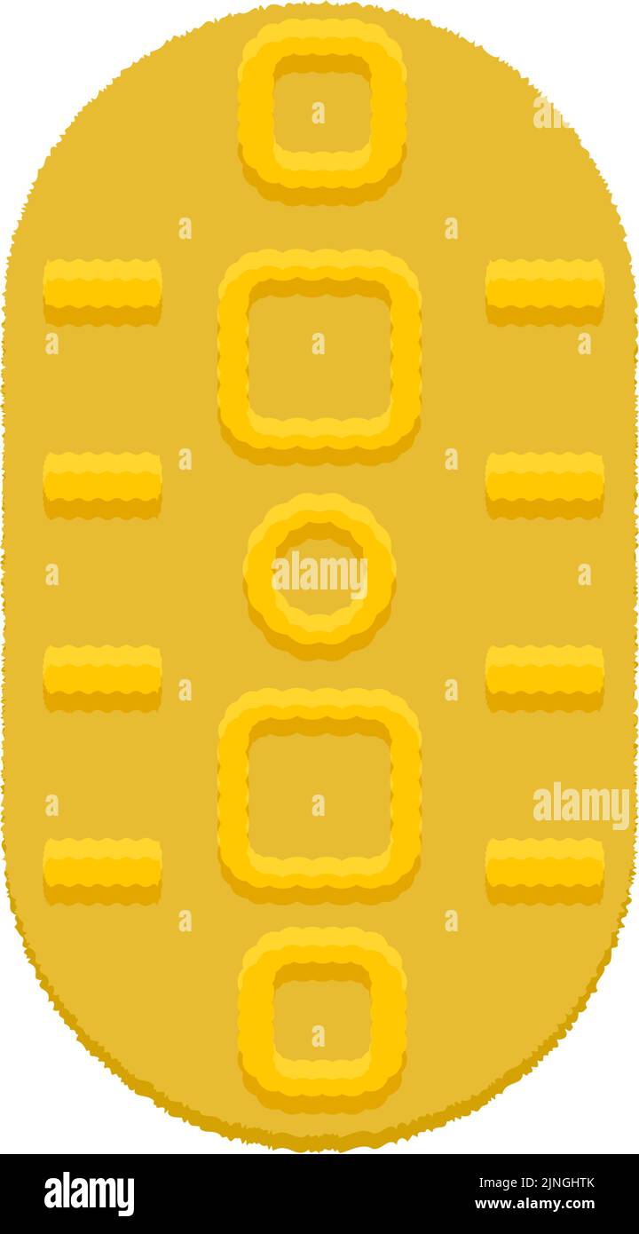New Year decoration: old money, oval vector illustration Japanese style ...