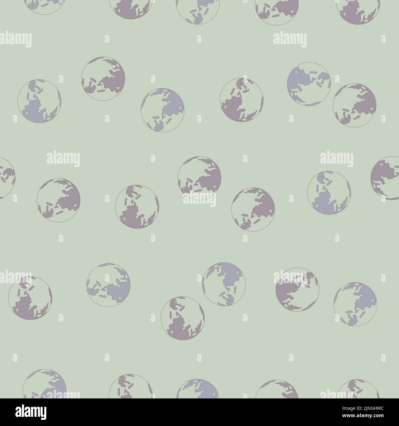Planet earth engraved seamless pattern. Vintage sphere of world in hand ...