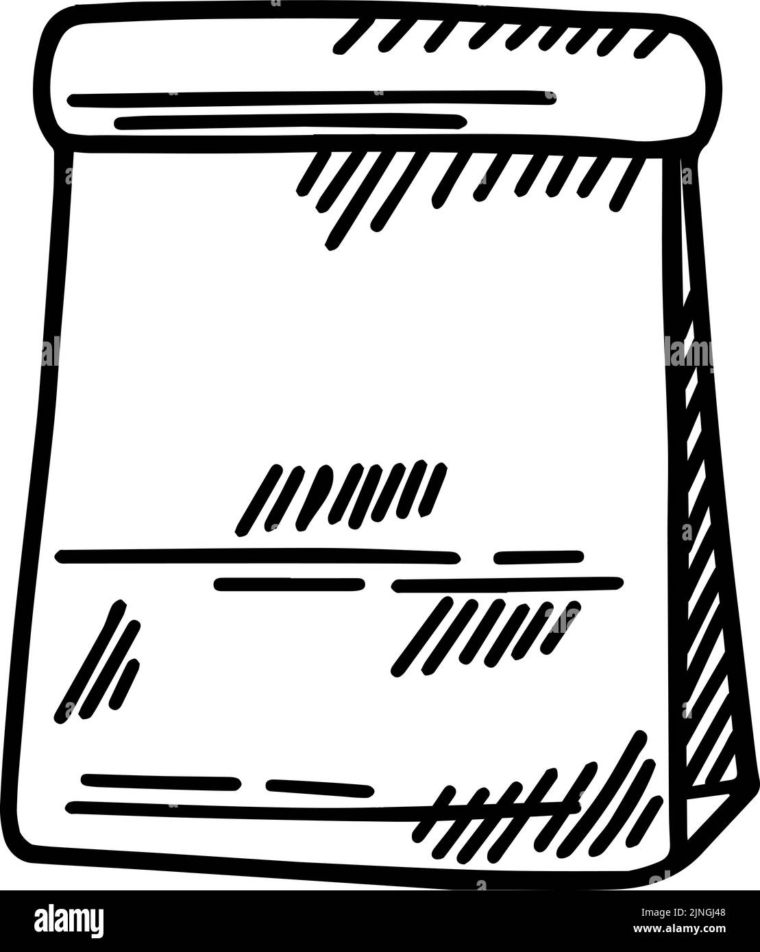 Paper shopping bag sketched isolated. Doodle package for takeaway in ...