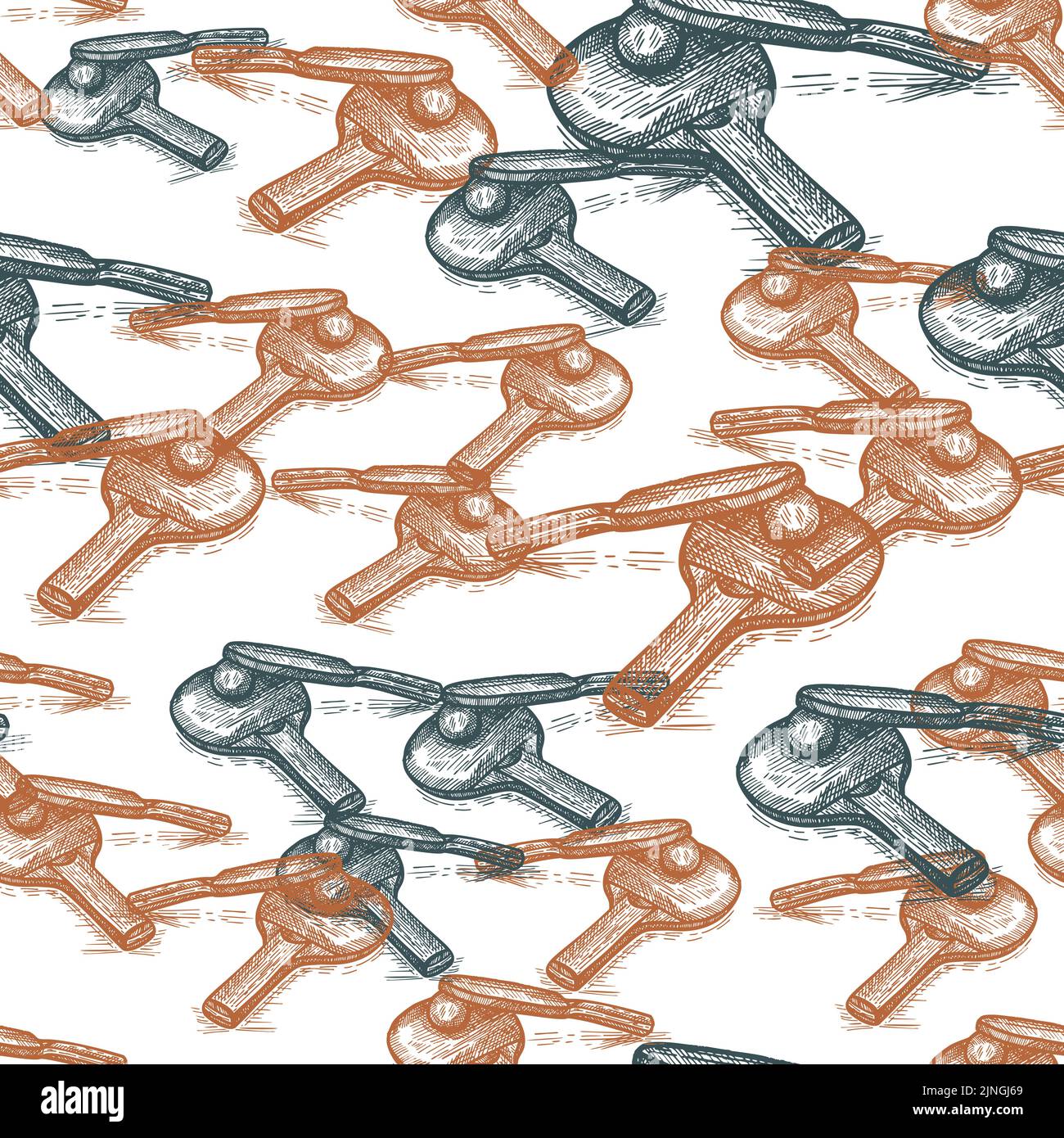 Ping pong racket engraved seamless pattern. Vintage sport elements for ...