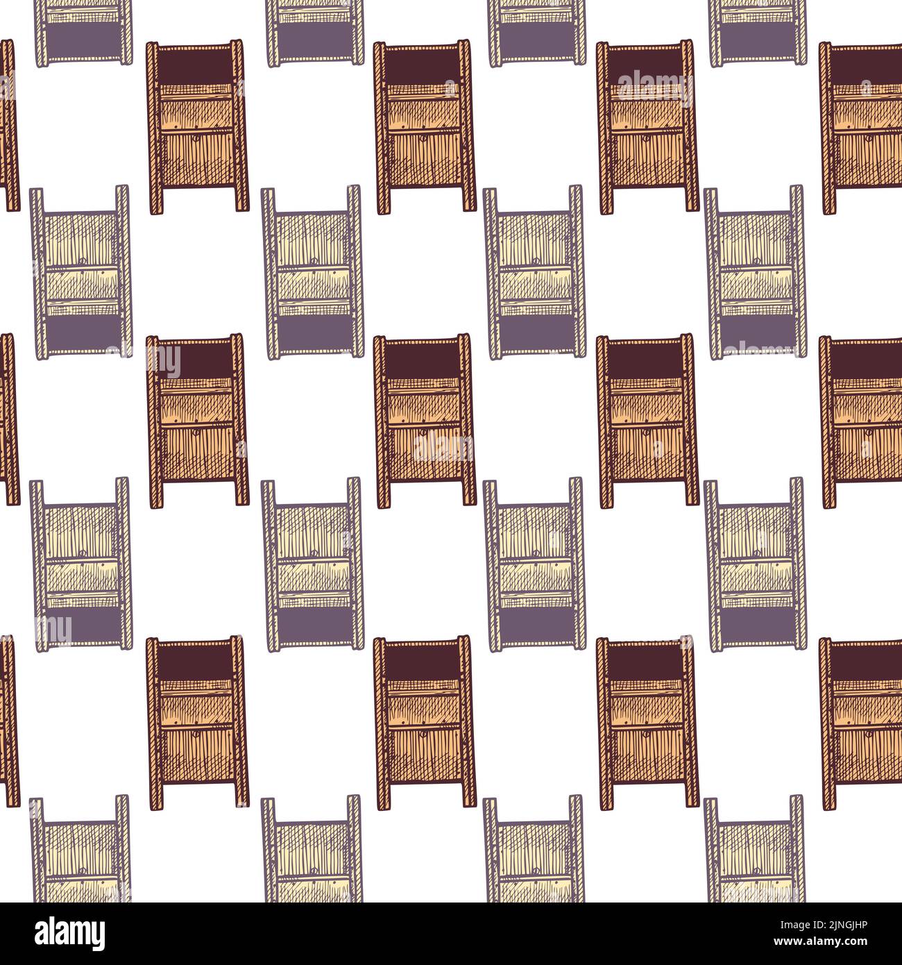 Mailbox engraved seamless pattern. Vintage letterbox in hand drawn ...