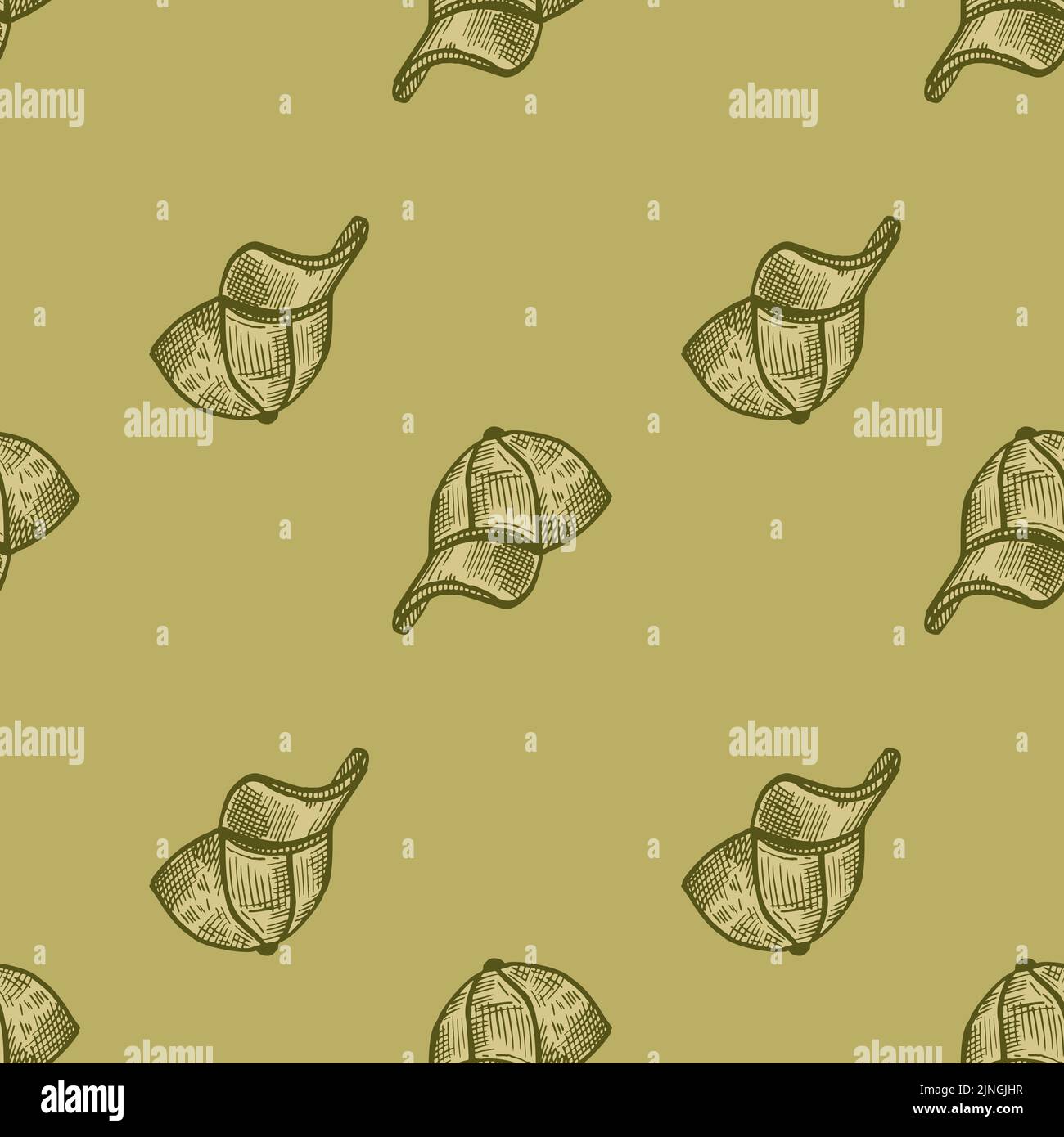 Baseball cap engraving seamless pattern. Casual modern headwear in hand ...