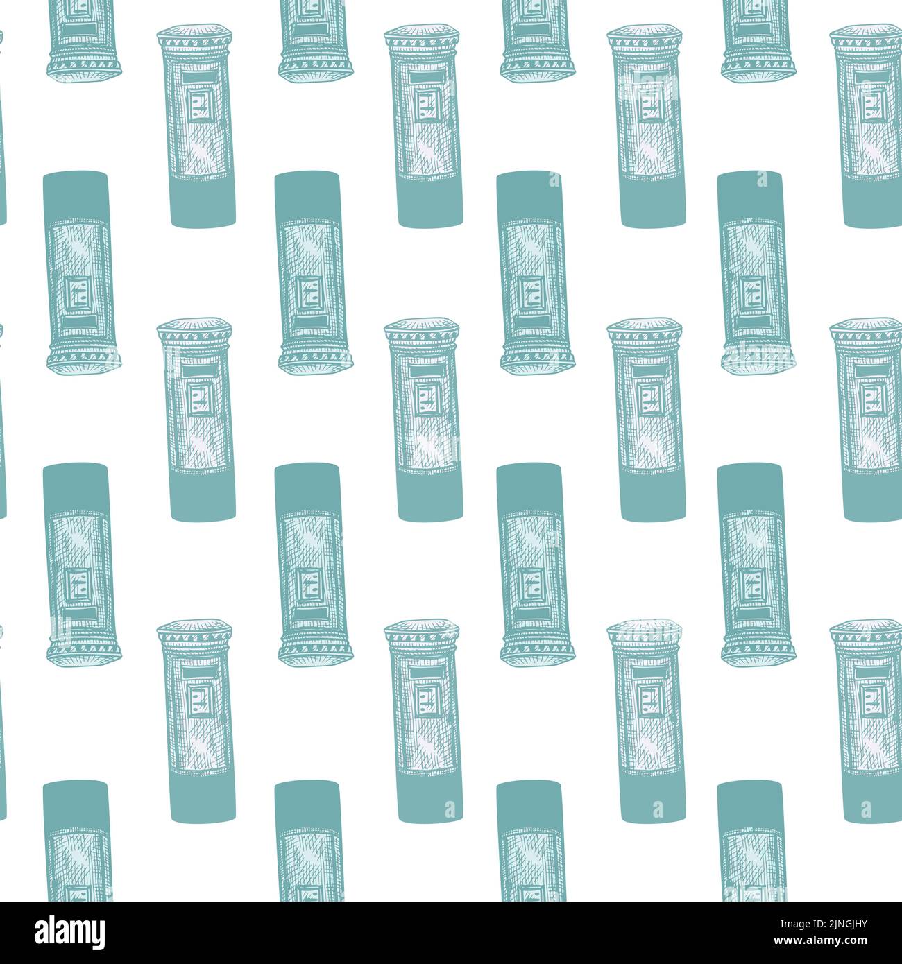 Mailbox engraved seamless pattern. Vintage letterbox in hand drawn ...