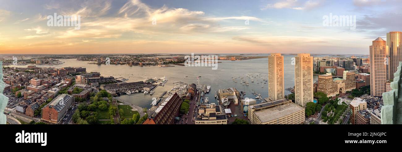 Boston Cityscape Skyline Panorama Looking East Towards the Boston ...