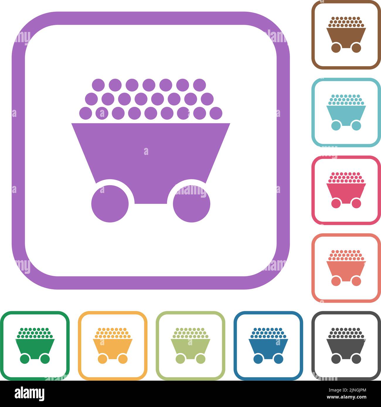 Packed mine cart simple icons in color rounded square frames on white background Stock Vector ...