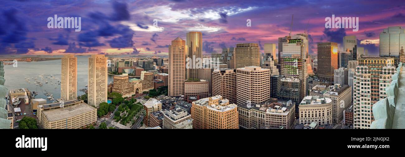 Boston Cityscape Skyline Panorama Looking South Towards the South End ...