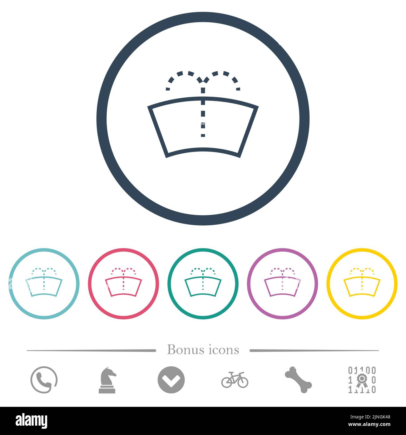 Windshield washer flat color icons in round outlines. 6 bonus icons ...
