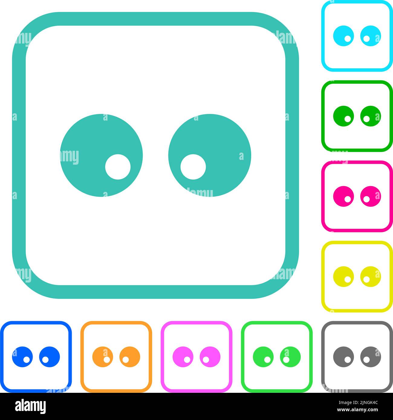 Watching eyes solid vivid colored flat icons in curved borders on white ...