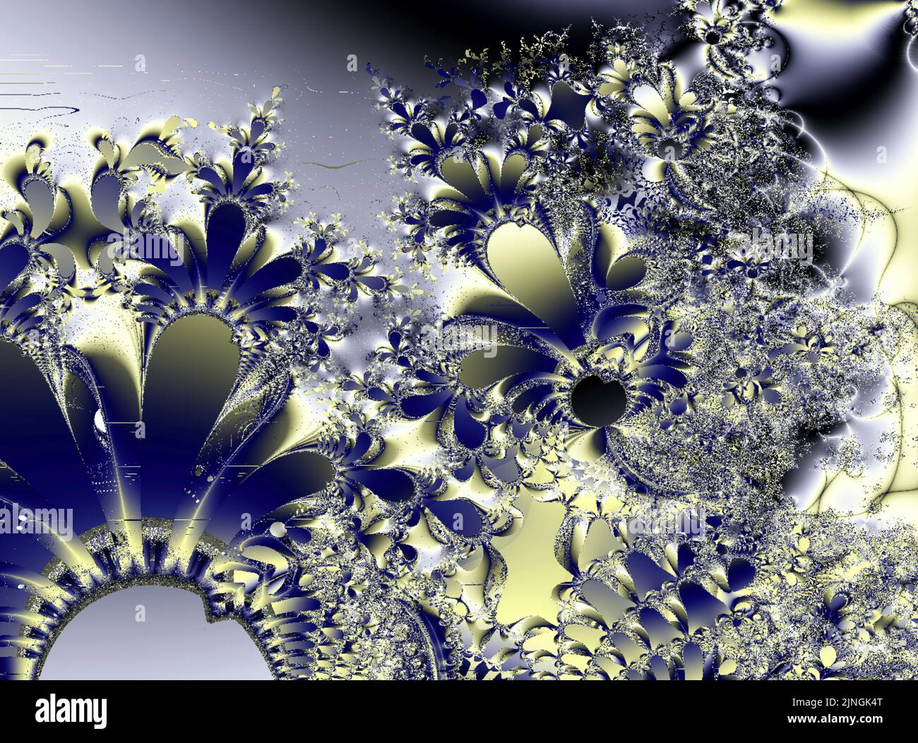 bright abstract blue-yellow pattern from lines of weaves and flowers ...