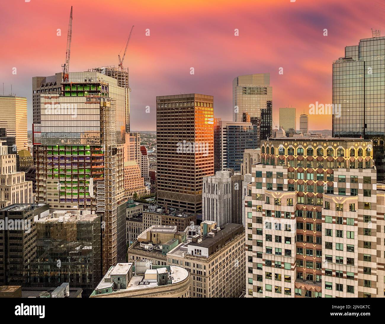 Boston Cityscape Skyline Looking West Towards the Financial District ...