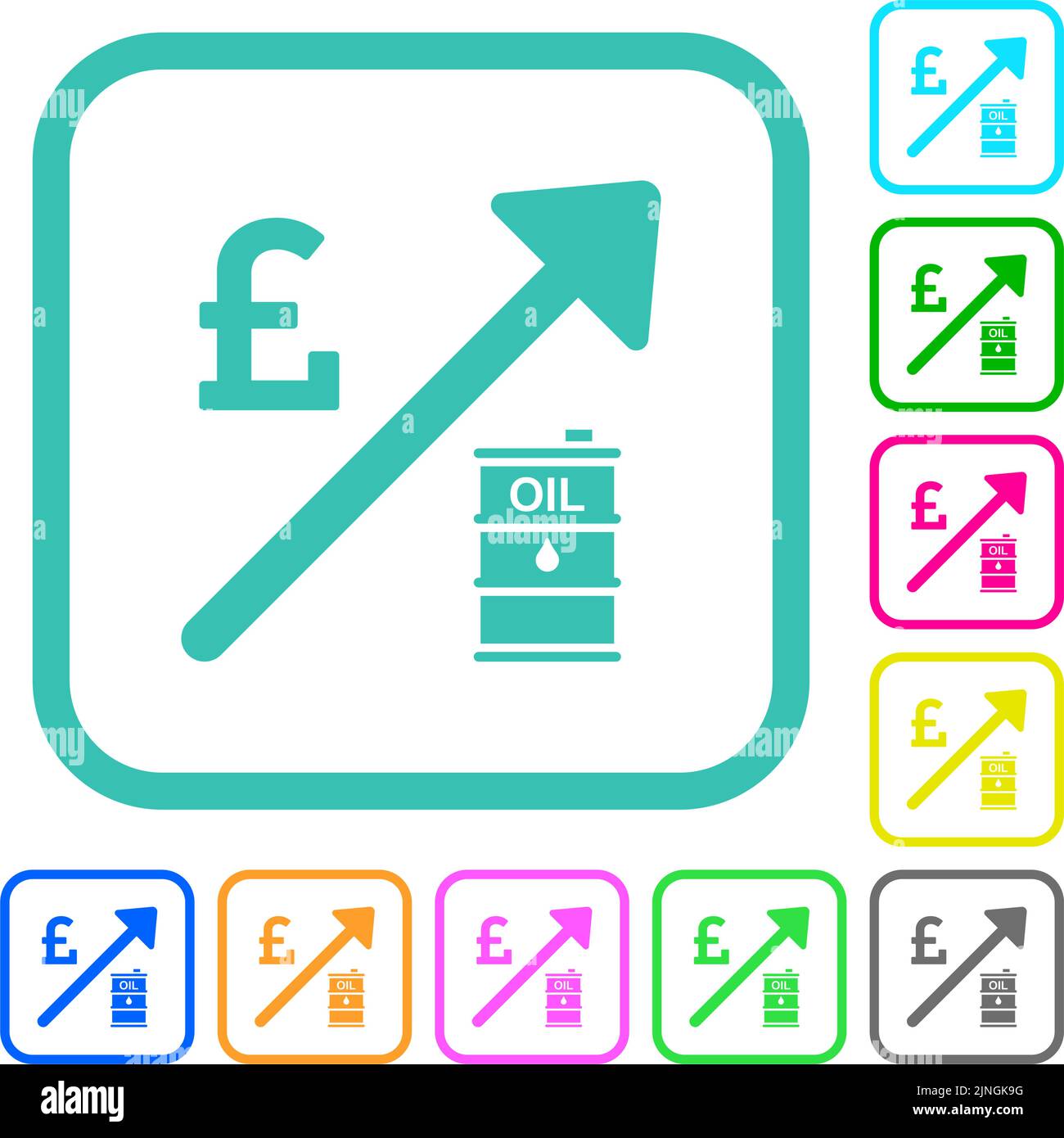 Rising oil energy english Pound prices vivid colored flat icons in ...