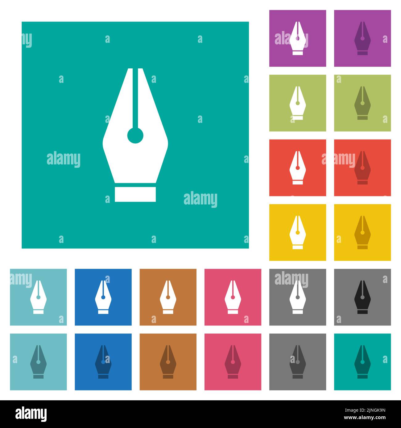 Vector pen tool multi colored flat icons on plain square backgrounds ...