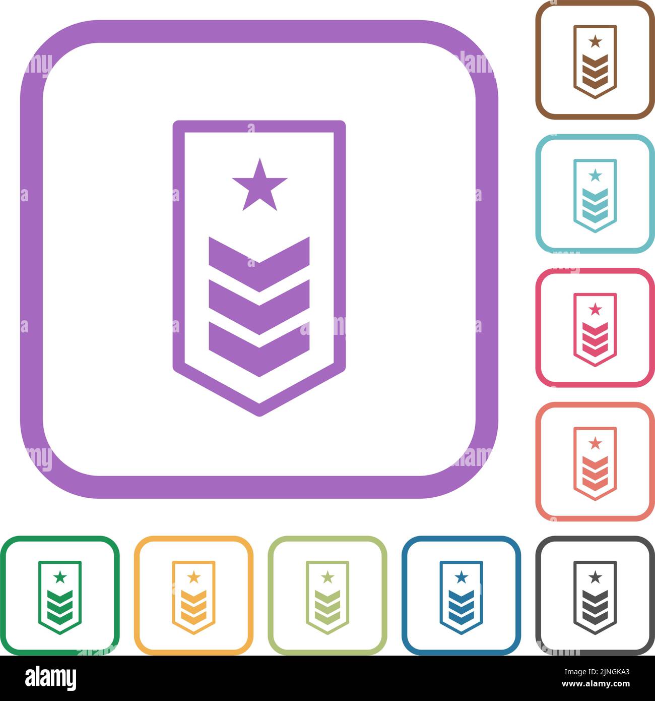 Military insignia with three chevrons and one star simple icons in ...