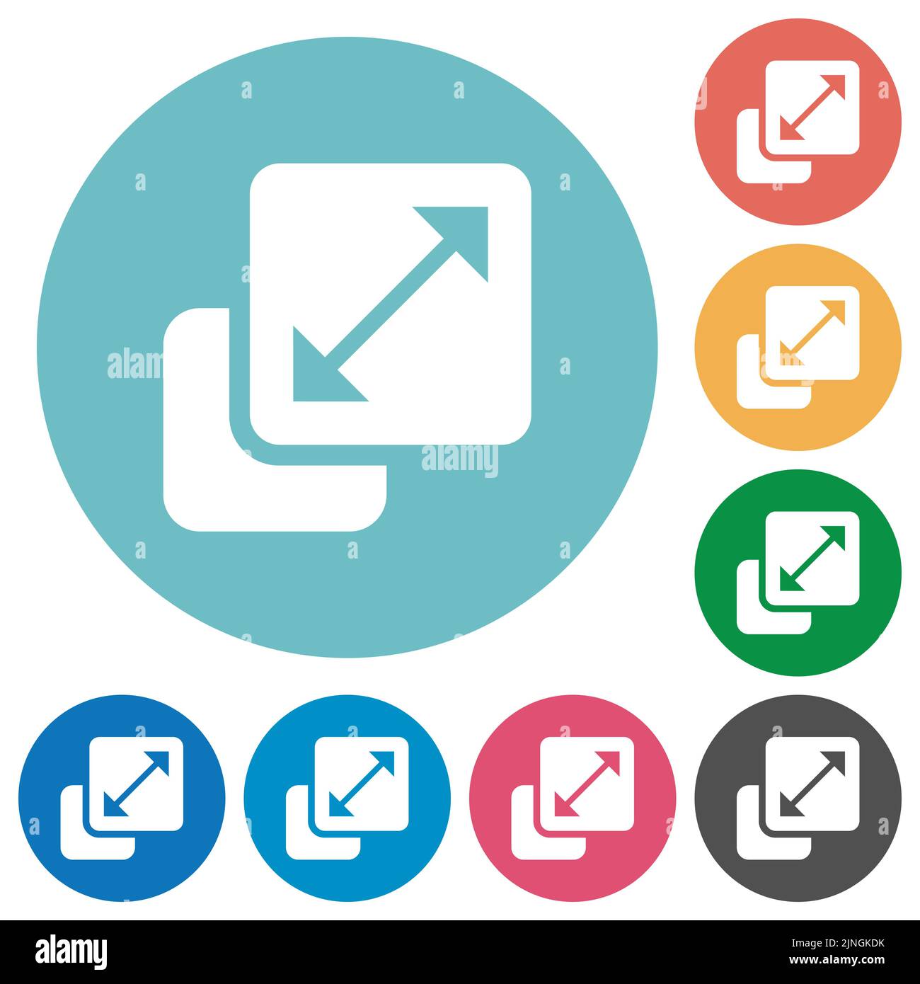 Resize element solid flat white icons on round color backgrounds Stock ...
