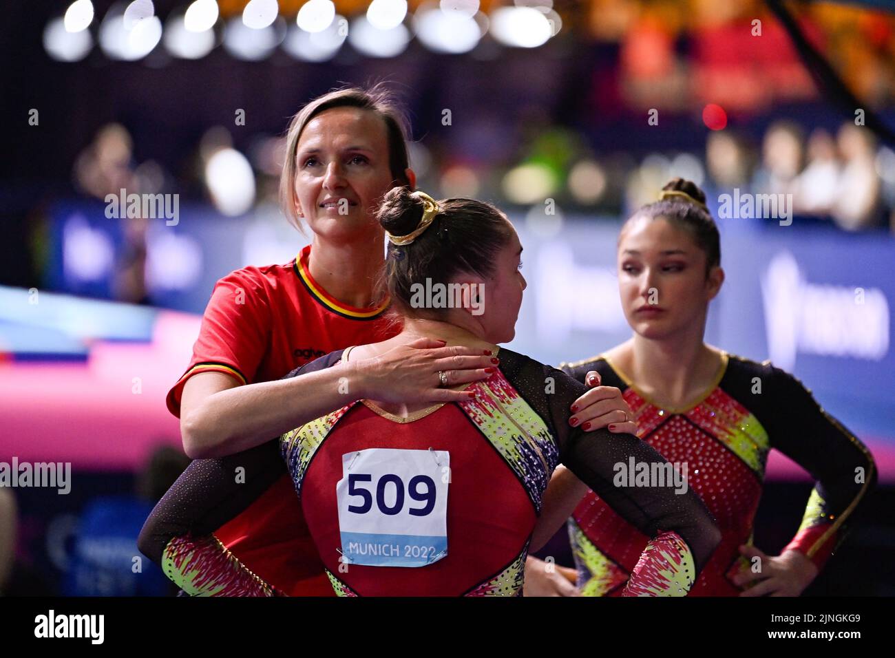 Munich, Germany. 11th Aug, 2022. Belgian gymnastic coach Marjorie Heuls ...