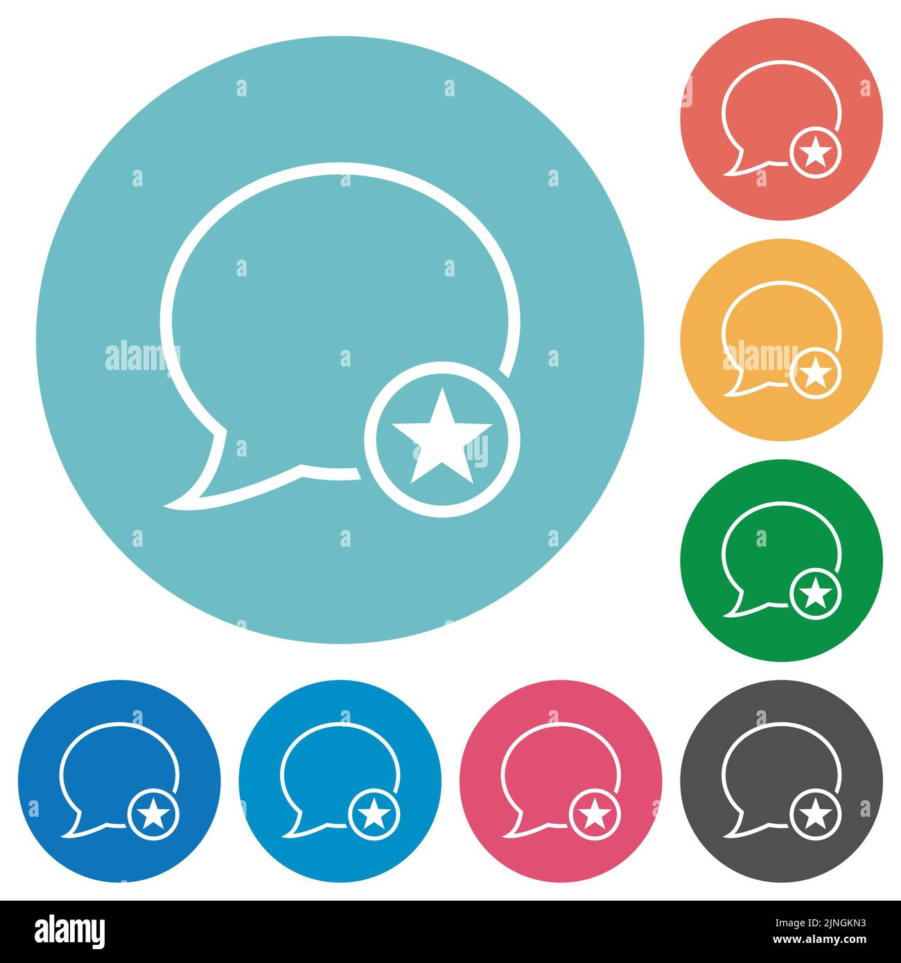 Message marked outline flat white icons on round color backgrounds ...