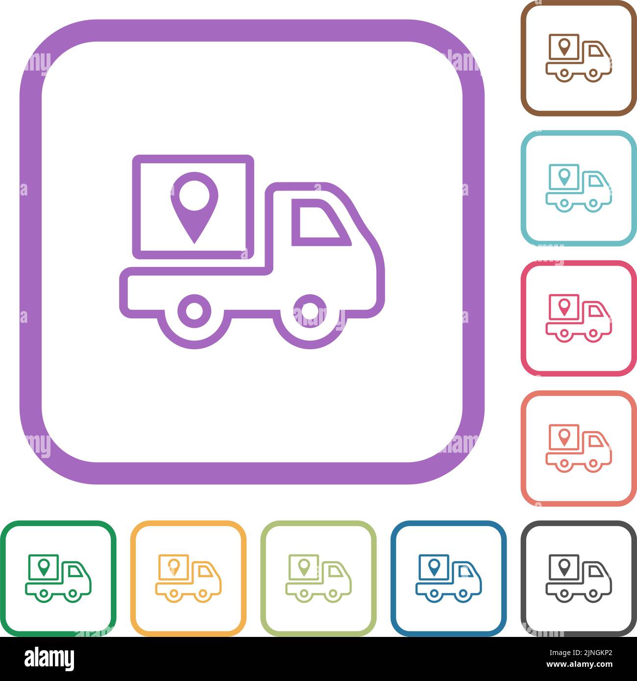 Package delivery tracking outline simple icons in color rounded square ...