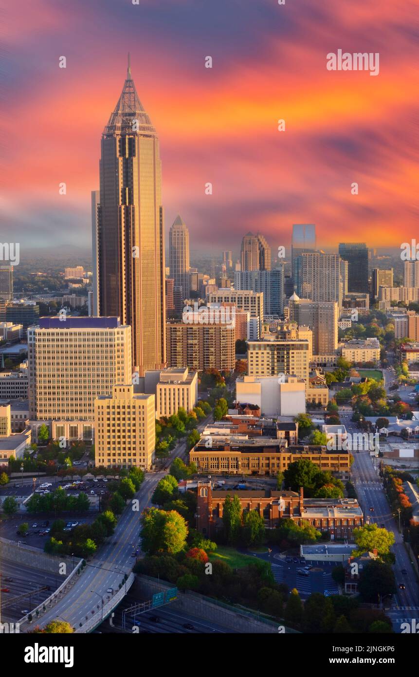 Sunrise, Skyline of Atlanta, Georgia Stock Photo - Alamy