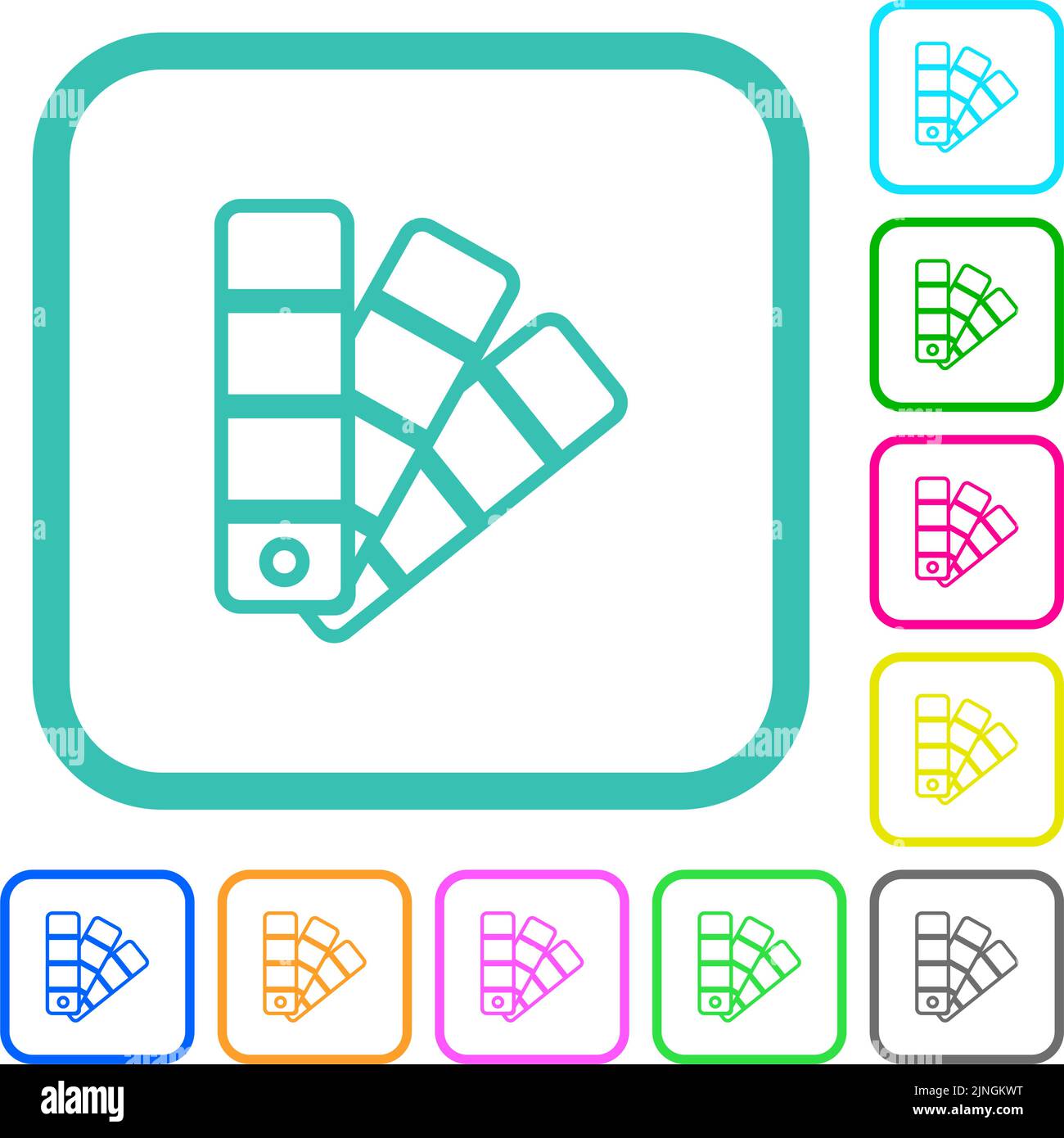 Color swatch outline vivid colored flat icons in curved borders on ...