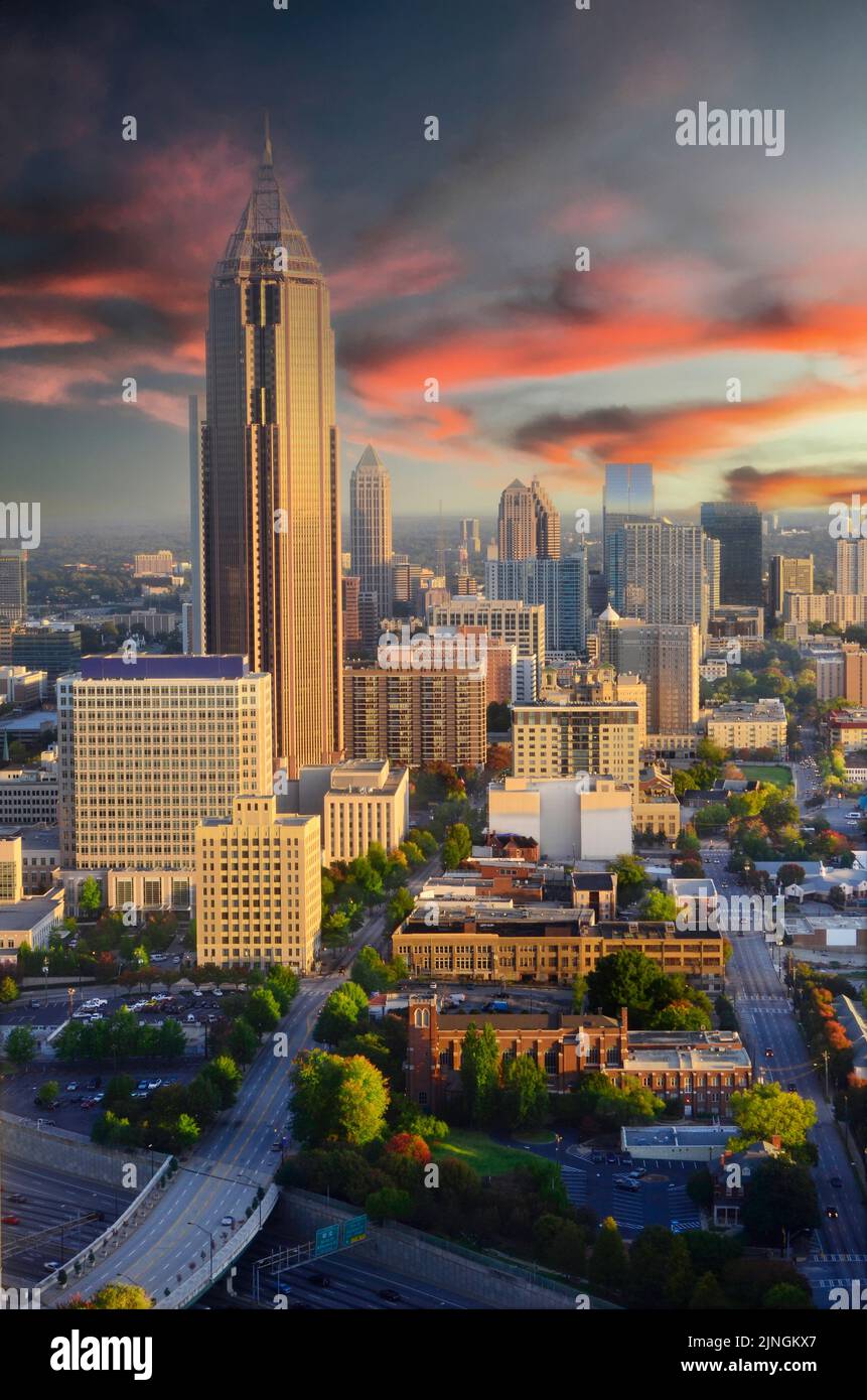 Sunrise, Skyline of Atlanta, Georgia Stock Photo - Alamy