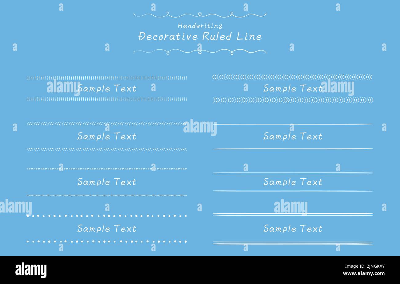 Handwritten decorative ruled line set, monotone simple line set ...