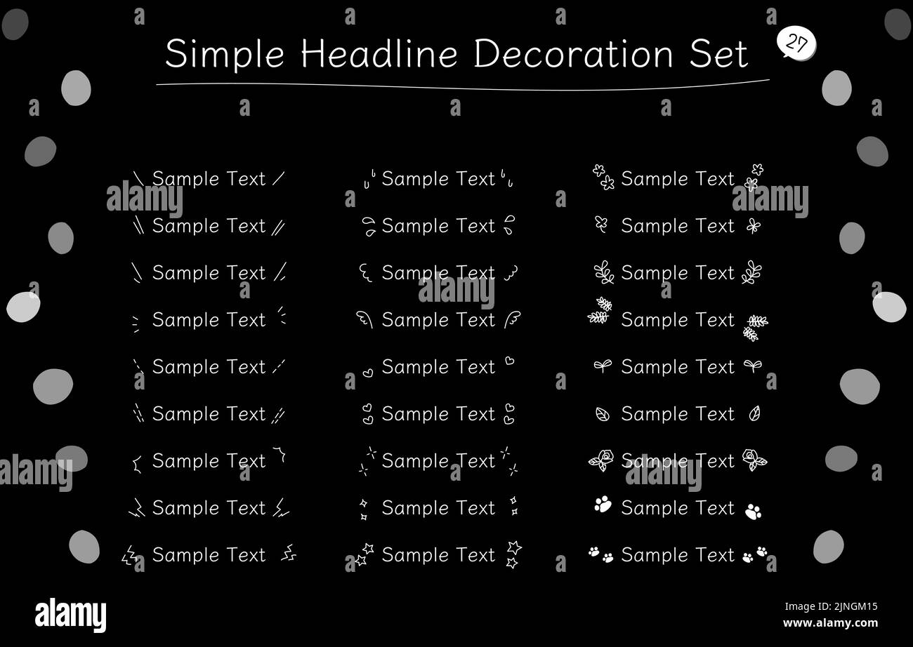 27 types of hand drawn simple headline decoration set illustrations ...