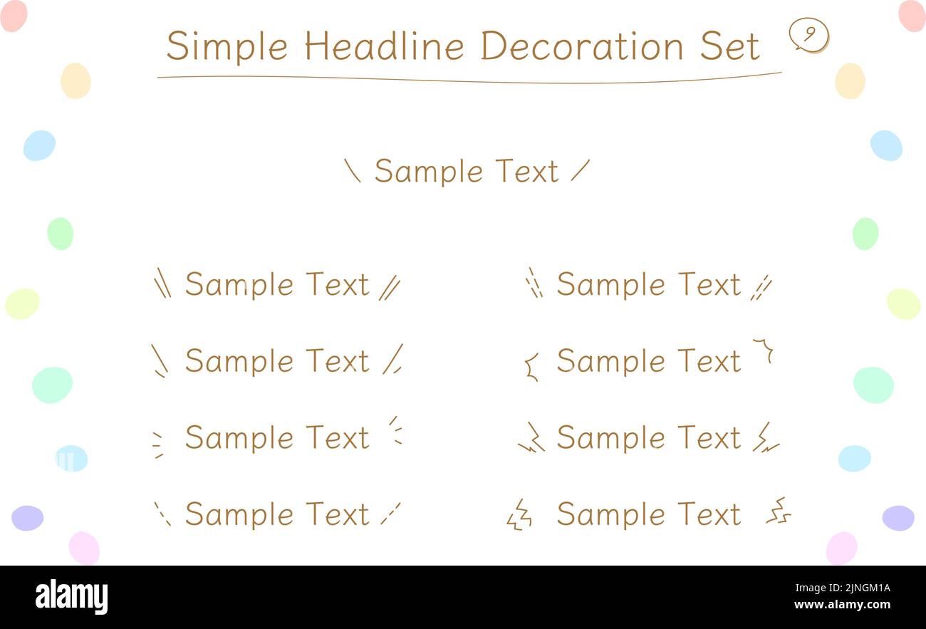 Nine kinds of hand drawn simple headline decoration set illustrations ...