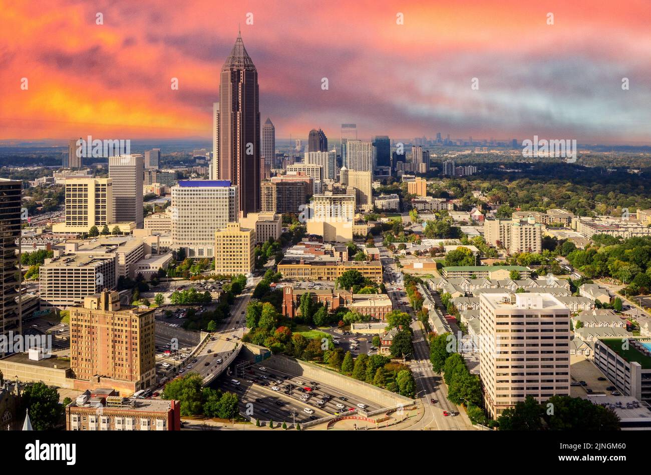 Sunset, Skyline of Atlanta, Georgia Stock Photo - Alamy