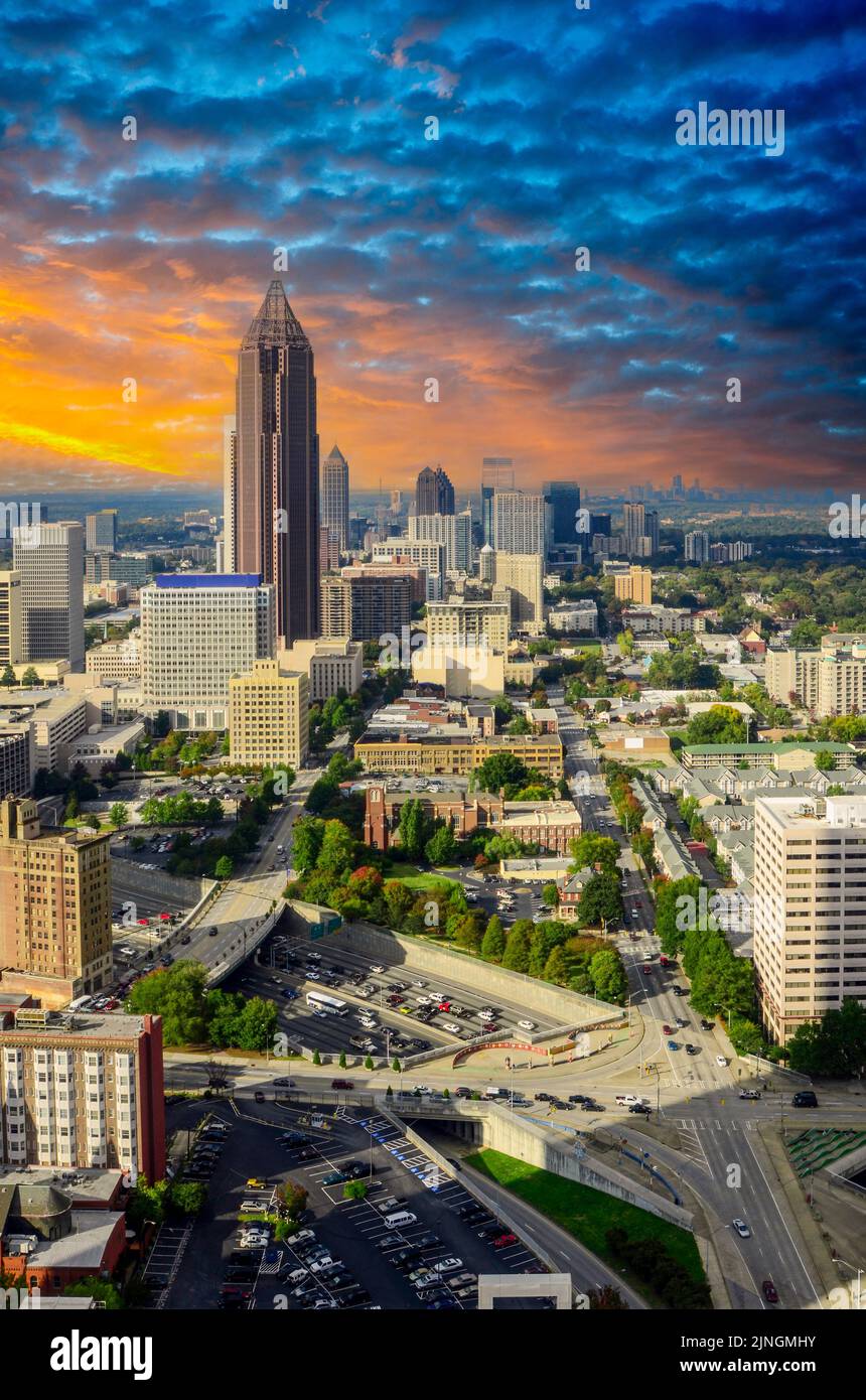 Sunset, Skyline of Atlanta, Georgia Stock Photo - Alamy