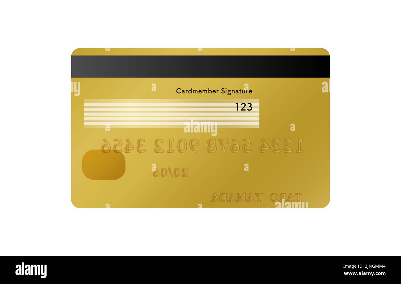 Illustration of the back side of a credit card (gold Stock Vector Image ...