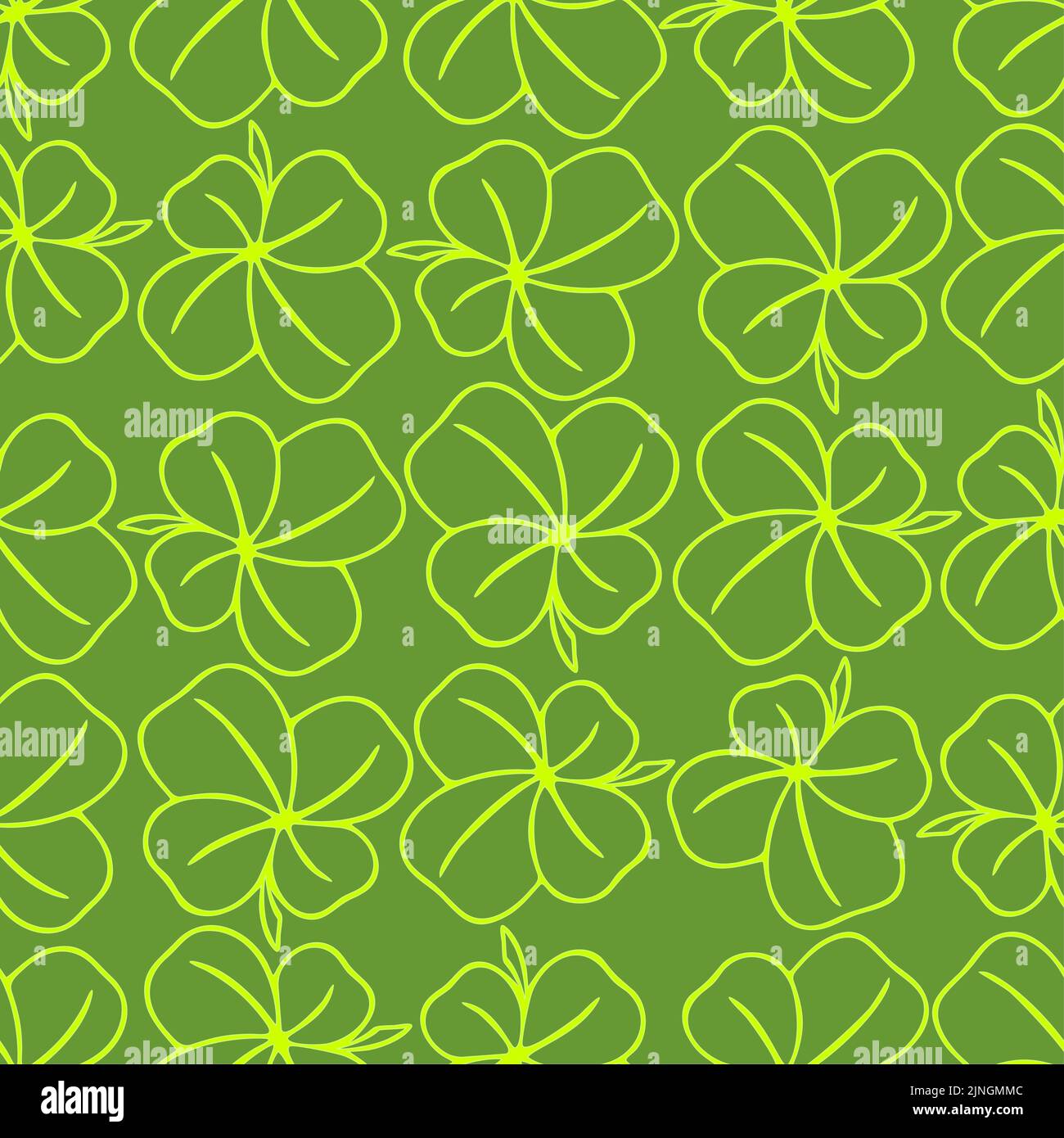 seamless symmetrical pattern of four-leaf clover in shades of green ...