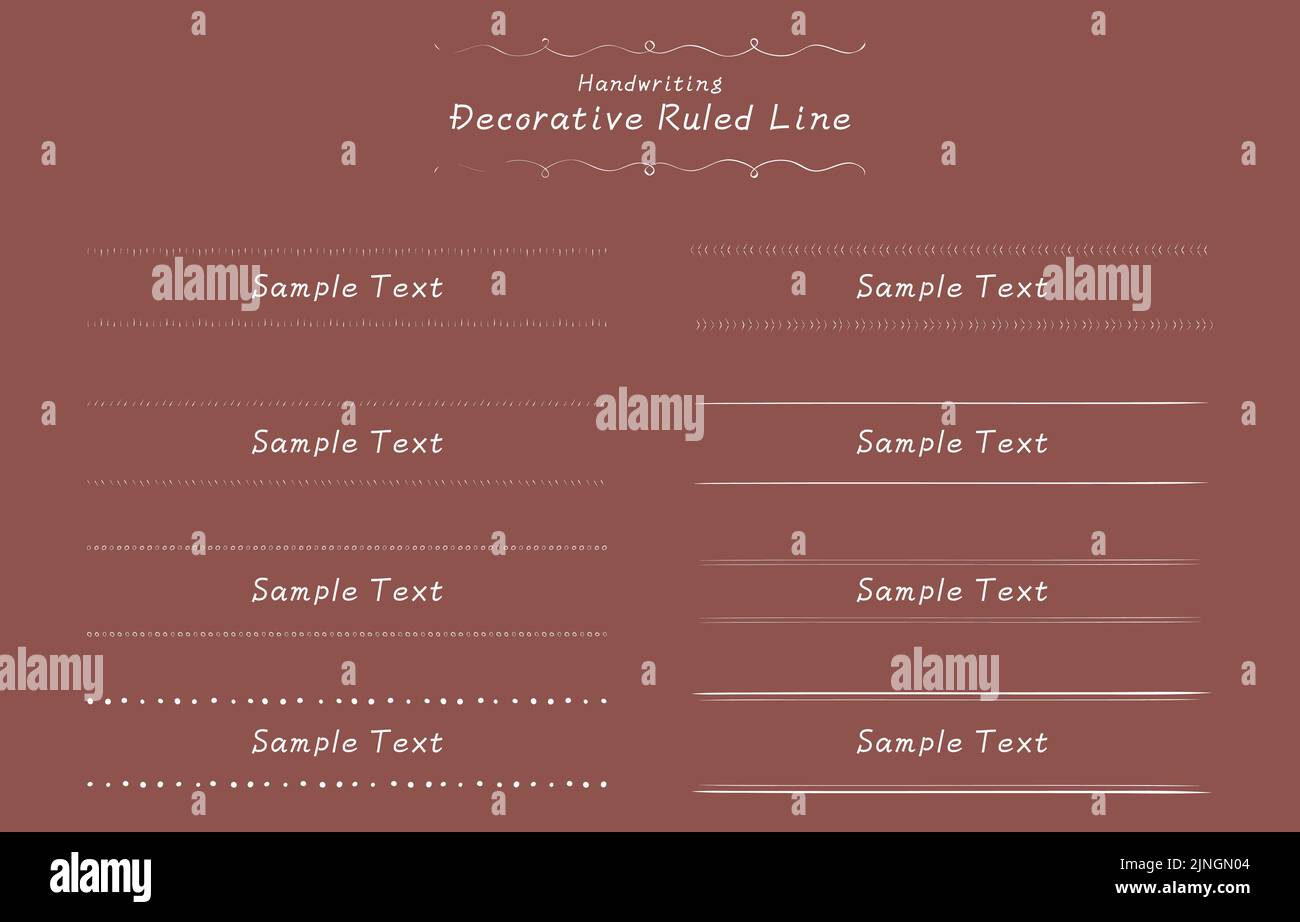 Handwritten decorative ruled line set, monotone simple line set ...