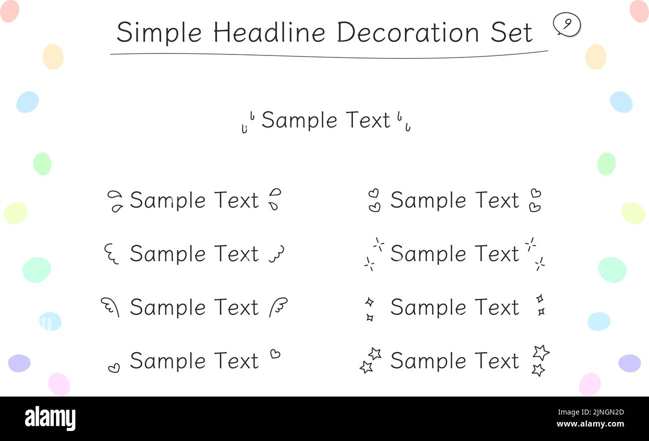 Nine kinds of hand drawn simple headline decoration set illustrations ...