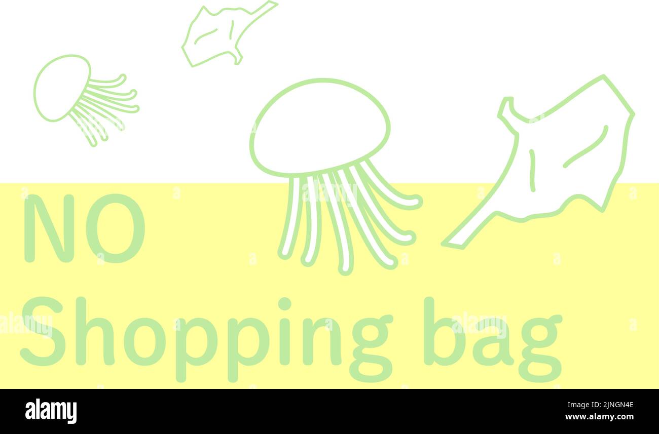 Illustration of a plastic bag floating in the sea like a jellyfish ...