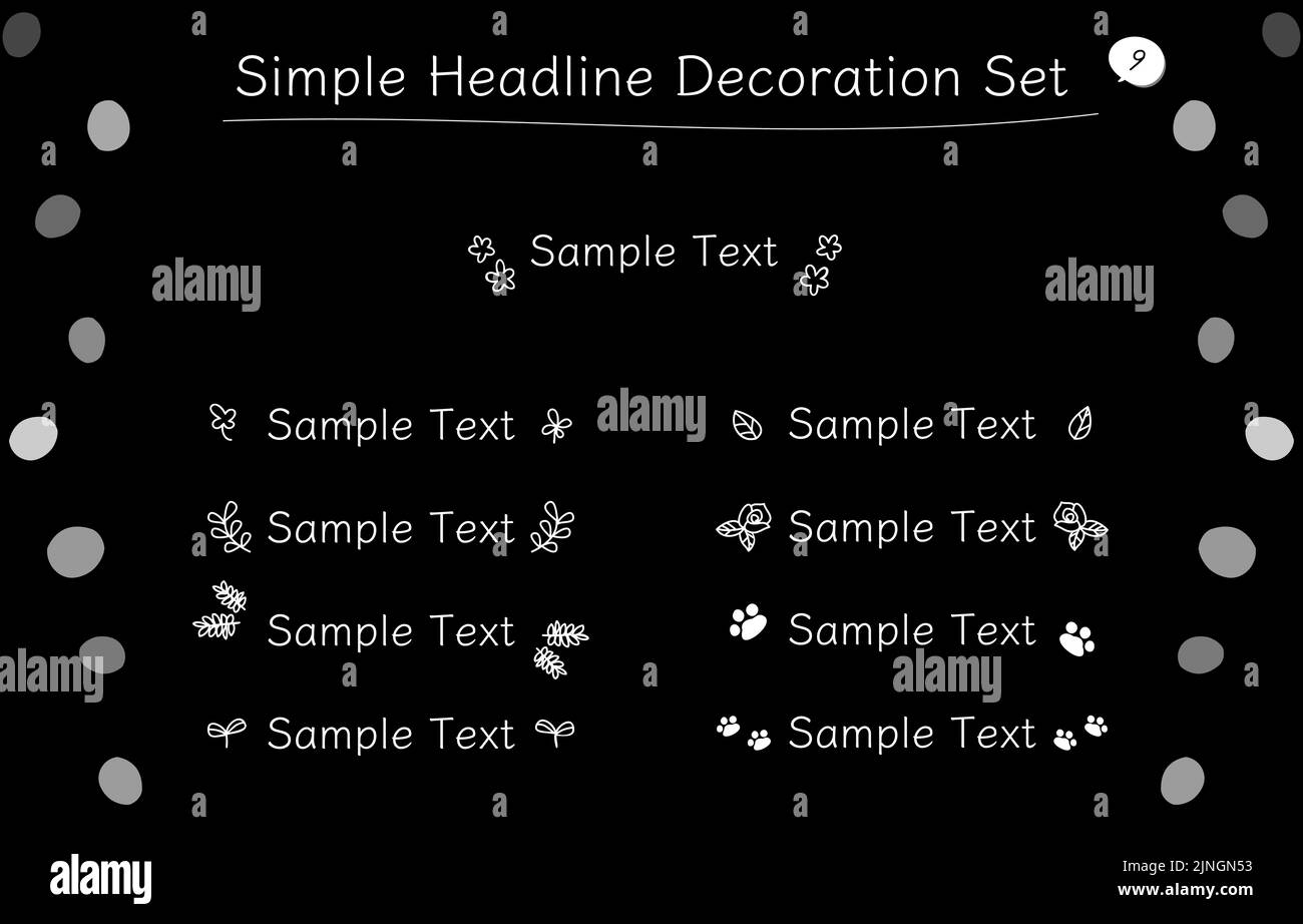 Nine kinds of hand drawn simple headline decoration set illustrations ...