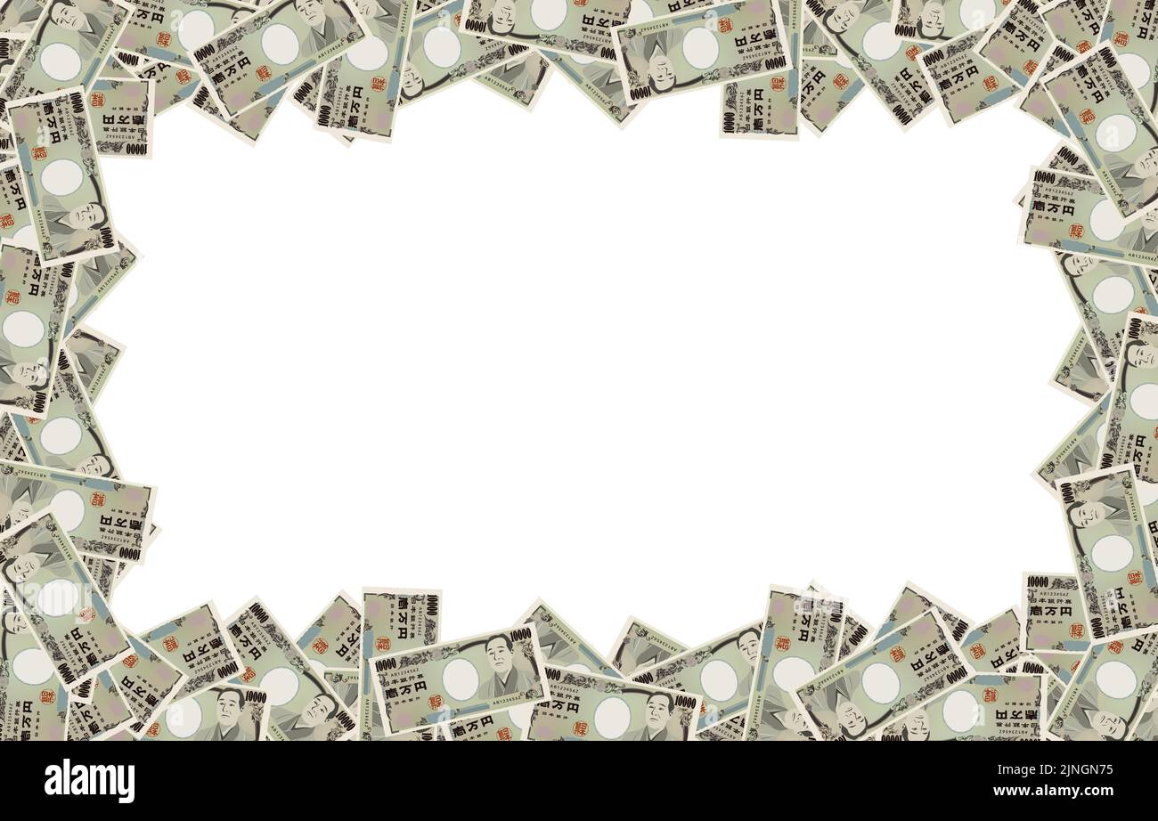 Background frame material: Illustration with 10,000 yen bills Lottery ...