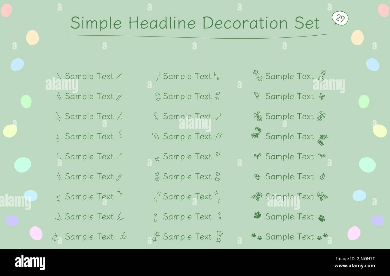27 types of hand drawn simple headline decoration set illustrations ...