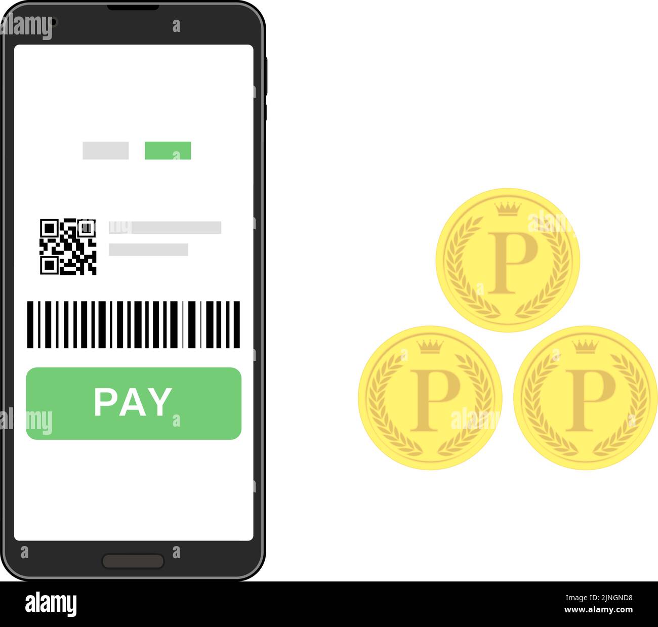 Image illustration set where points are redeemed by using smartphone ...