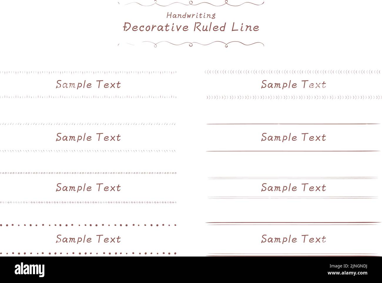 Handwritten decorative ruled line set, monotone simple line set ...