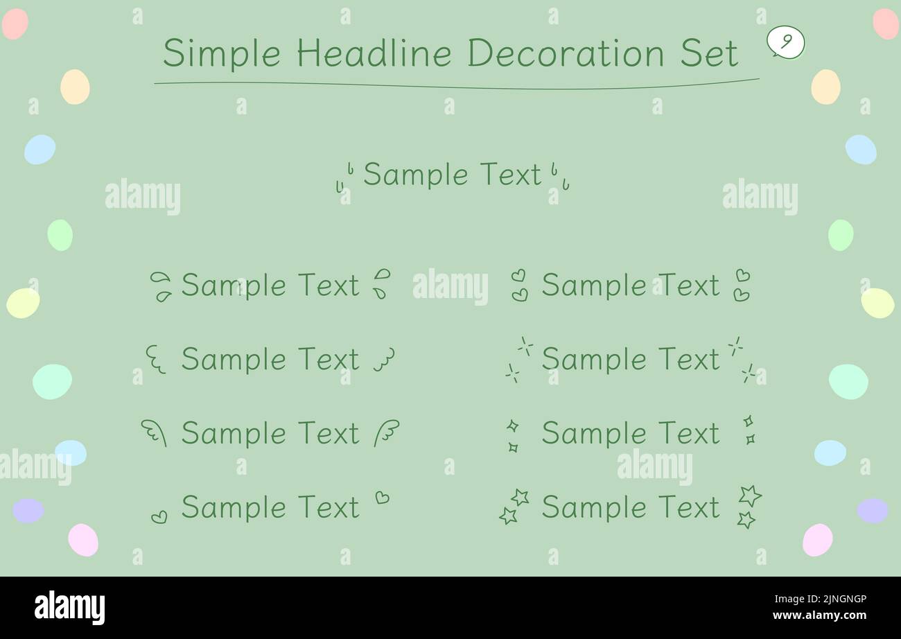 Nine kinds of hand drawn simple headline decoration set illustrations ...