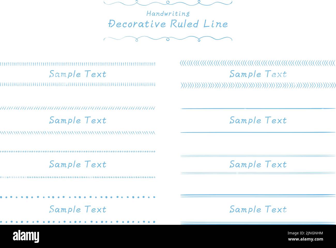 Handwritten decorative ruled line set, monotone simple line set ...