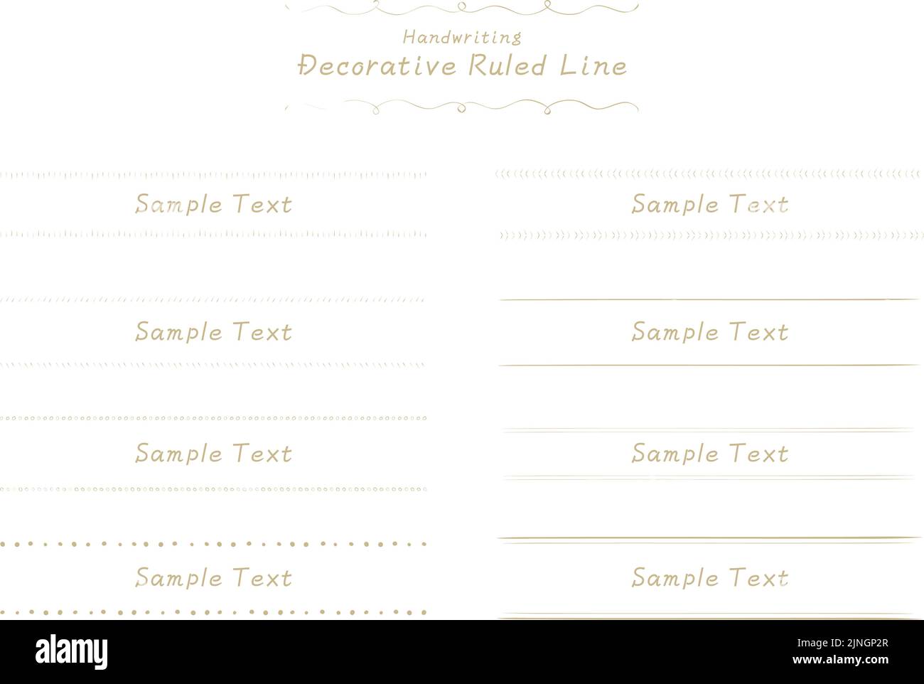 Handwritten decorative ruled line set, monotone simple line set ...